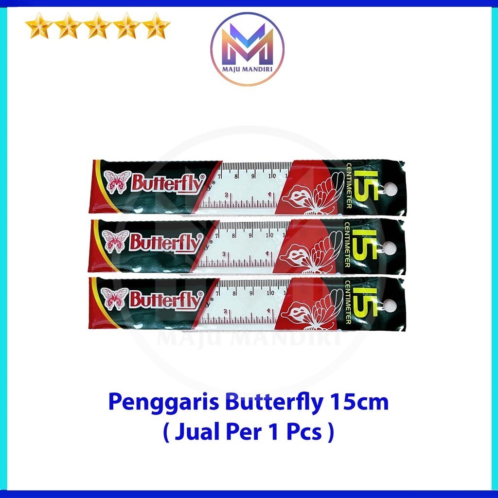 Jual Penggaris Plastik Butterfly 15 cm / Ruller Per 1 pcs Satuan ...