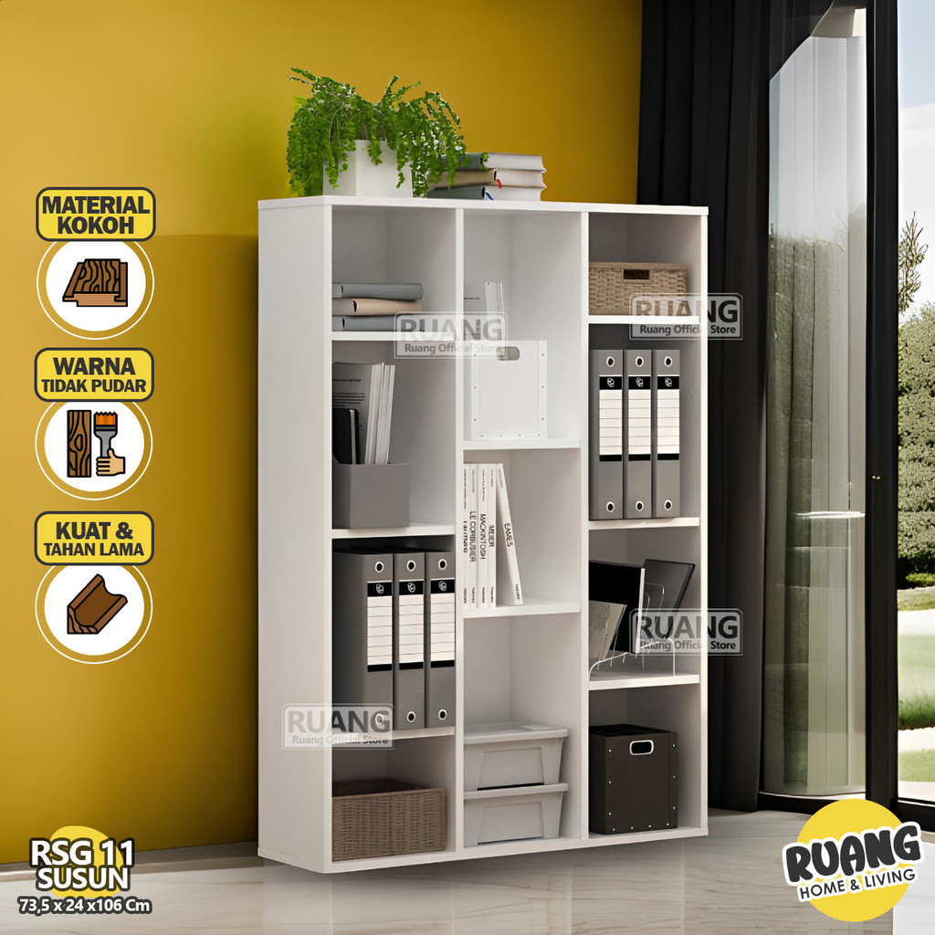 Jual RSG 11 - Rak Buku Lemari Book Rack Rak Serbaguba 11 Susun Kayu ...