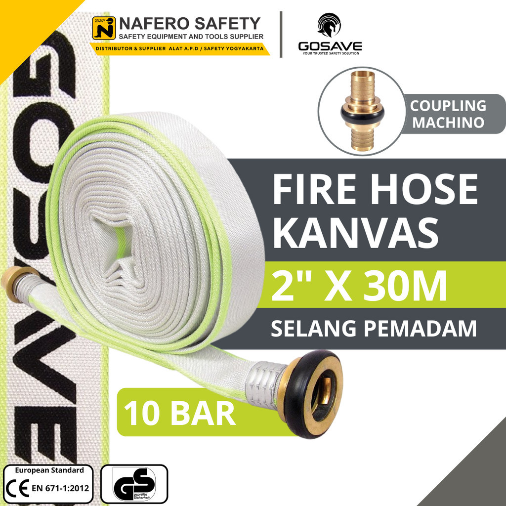 Jual FIRE HOSE HYDRANT CANVAS GOSAVE Selang Pemadam Kebakaran 2" inch x 30m 10BAR / 10K ...