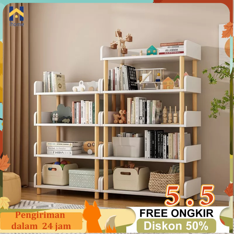 Jual BF43W IH Rak Buku Minimalis 6 susun Lemari Buku Kayu Serbaguna ...