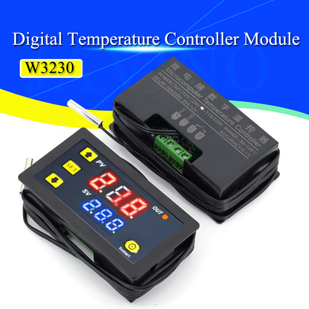 Jual W3230 12V 24V AC110-220V Probe line 20A Digital Temperature Control LED Display Thermostat ...