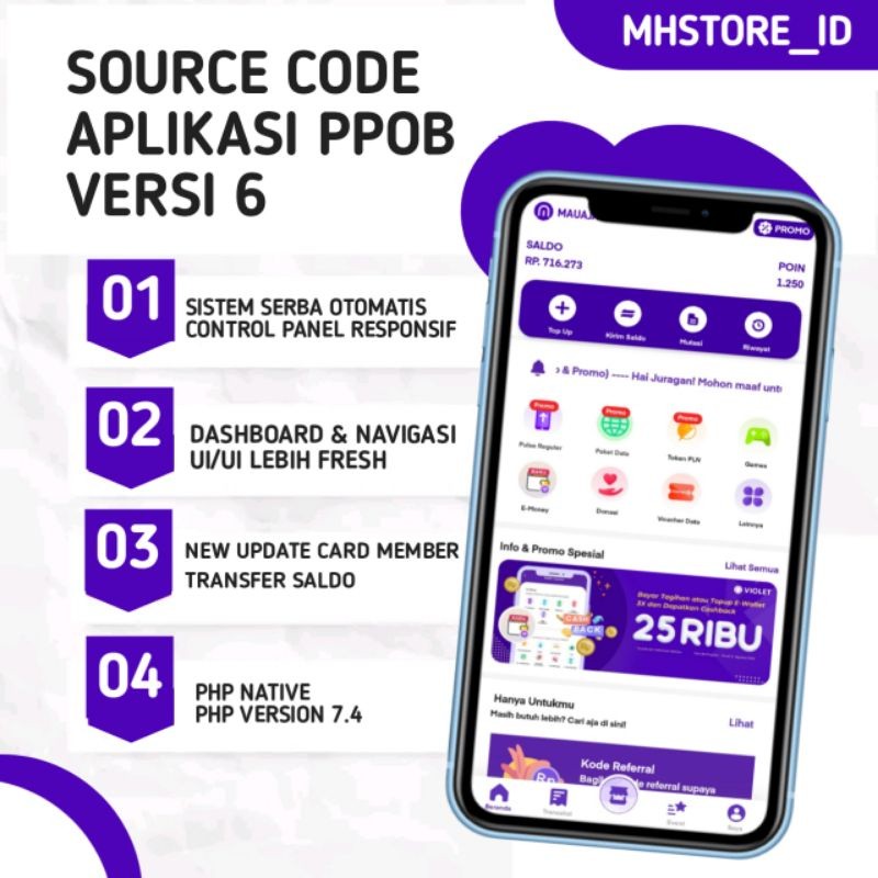 Jual SOURCE CODE PPOB V6 | APLIKASI PULSA | APLIKASI PPOB | Shopee Indonesia