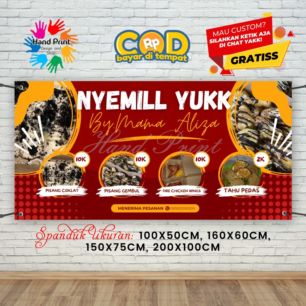 Jual Cetak Spanduk Banner Warung Jajanan Merah Ngemil MMT Spanduk ...