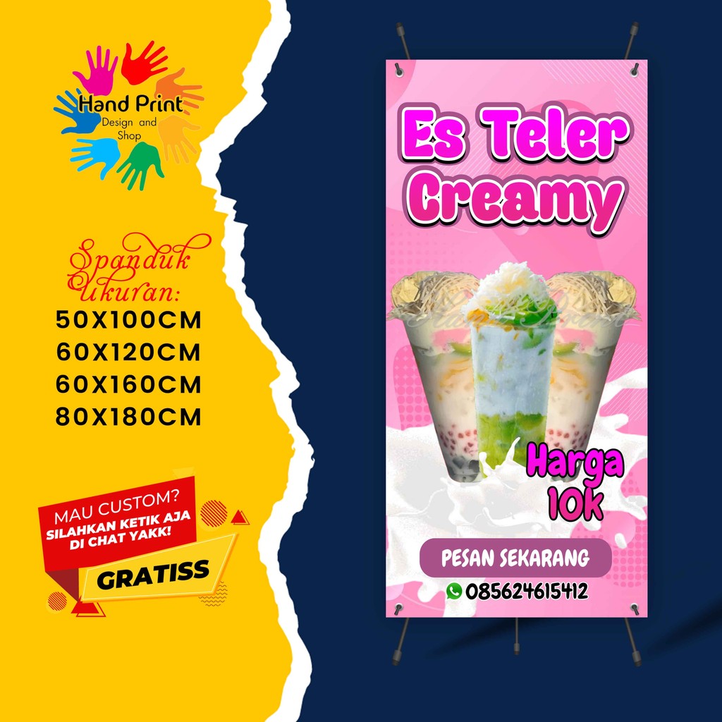 Jual Cetak Spanduk Banner Aneka Es Teler Creamy Segar Pink MMT Spanduk ...