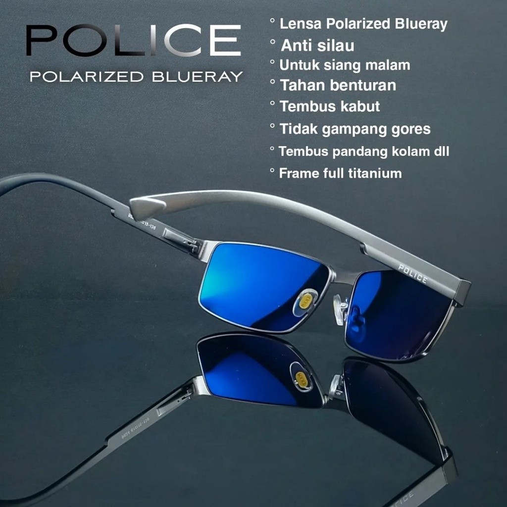 Jual Terbaru!! Paling Murah> Sunglasses/Kacamata POLICE Trendy Masa Kini Sporty P24 FullBlack ...