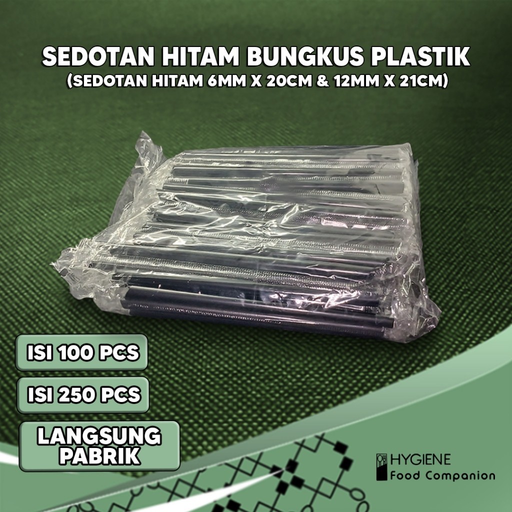 Jual Sedotan Plastik Steril Hitam 6mm x 20cm / 12mm x 21cm / Sedotan ...