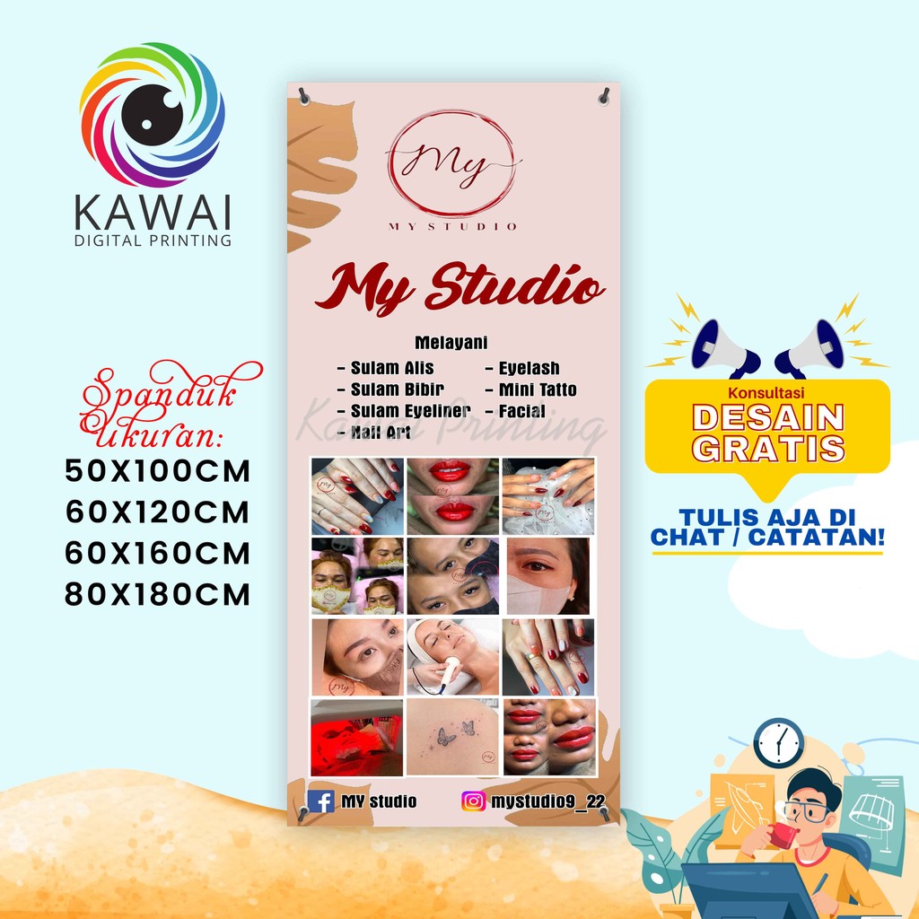 Jual Spanduk Banner MMT Sulam Kecantikan & Nail Arit Ukuran 60x160 ...