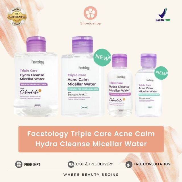 Jual Facetology Triple Care Acne Calm Hydra Cleanse Micellar Water ...