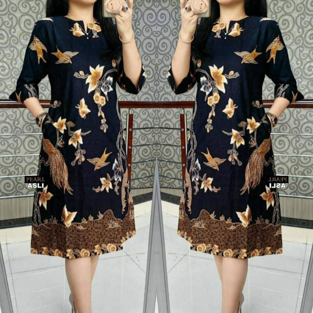 Jual DRESS BATIK WANITA ELEGAN ATASAN OUTFIT PREMIUM/ BATIK NASIONAL ...