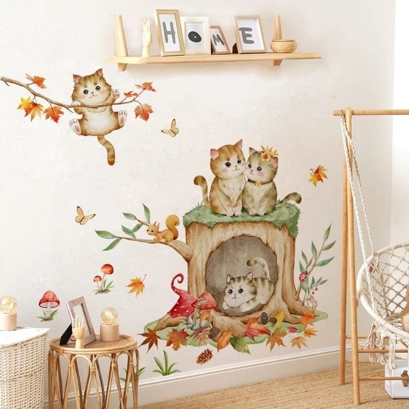 Jual Wallpaper Sticker Dinding Lovely Cat Wall Stiker Dinding Kucing ...