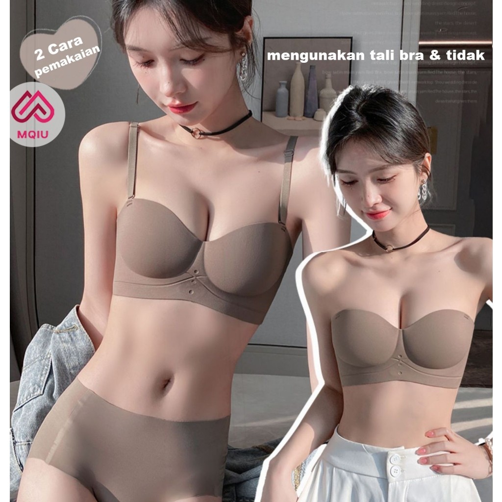 Jual 2 in1 Strapless Bra BH Push up Pakaian Dalam Wanita Bra Tanpa Kawat Bra Push Up Busa Tebal ...