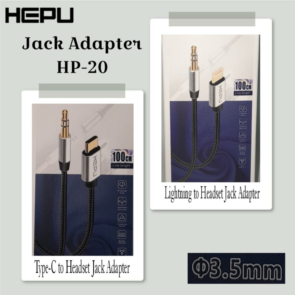 Jual HEPU Adapter Jack Type C/ Lightning to Headset Jack Adapter HP-20 ...