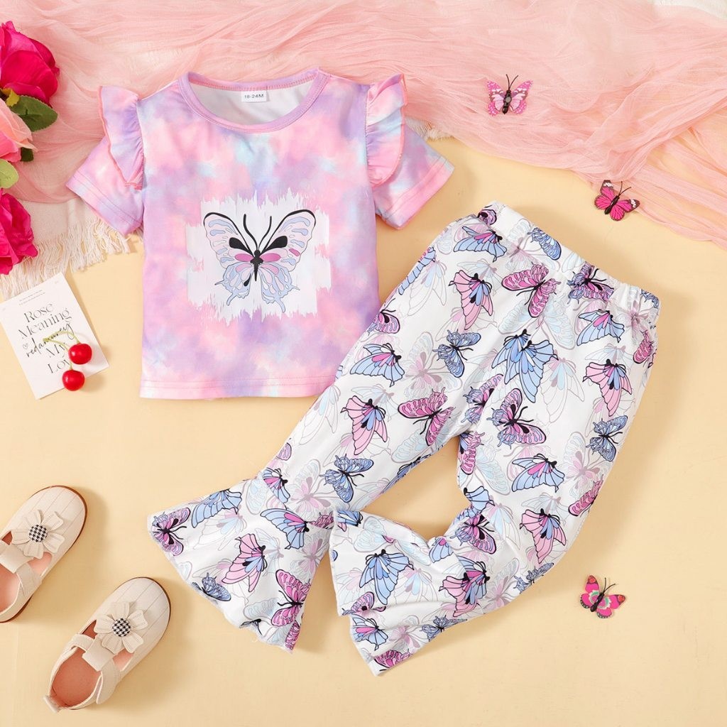 Jual Haasya Kids 1-6Years Kids Baby Girl Daily Clothes Set Butterflies ...