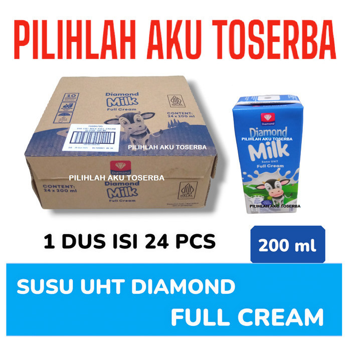 Jual Susu DIAMOND UHT Full Cream ukuran 200 ml - ( HARGA 1 DUS ISI 24 ) | Shopee Indonesia