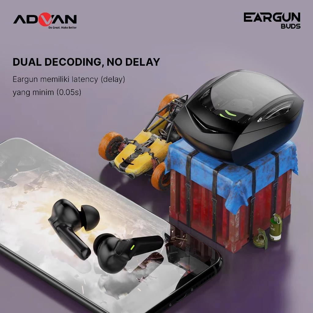 Jual Advan True Wireless Earphone Gaming Eargun Buds Bluetooth 5.3 ...