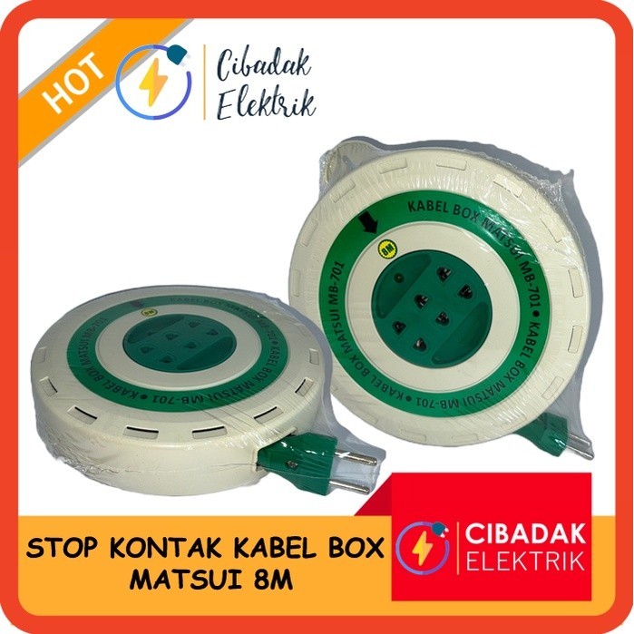 Jual STOP KONTAK ROLL KABEL GULUNG / BOX KABEL 8M / 12M MATSUI PRODUK ...