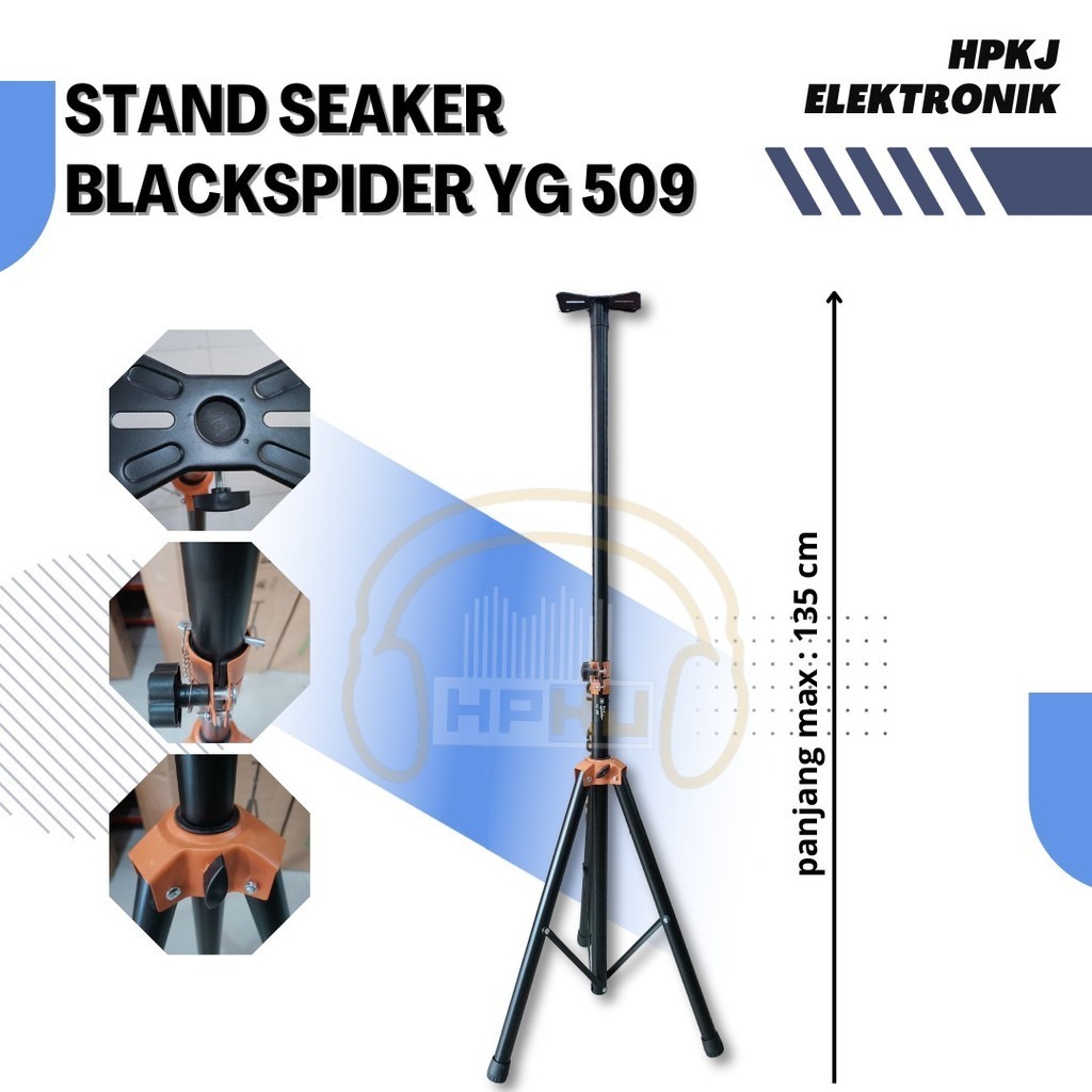 Jual STAND SPEAKER BLACKSPIDER YG 509 Stand Speaker Full Besi Black Spider Tripod YG509 | Shopee ...