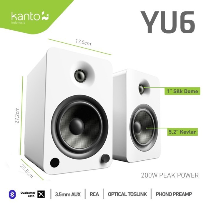 Jual Kanto YU6 YU 6 - Powered Bookshelf Speaker w/ Phono Pre-amp ...