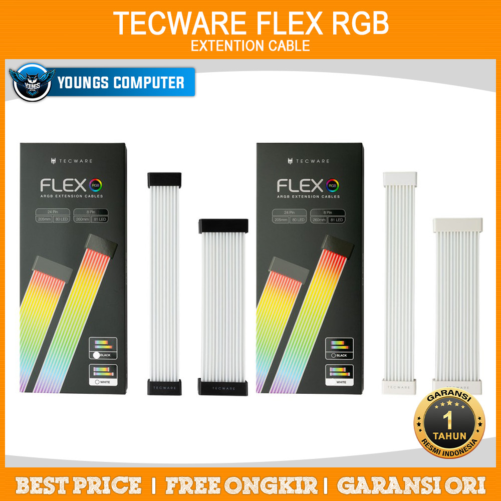 Jual TECWARE FLEX RGB PSU Extension Cable 24pin + 2x 8pin GPU (Black ...