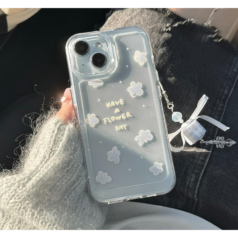 Jual TPU Shockproof biru littie Flower aesthetic soft case hp Iphone 16 PLUS 16 PRO MaX 15 PRO ...