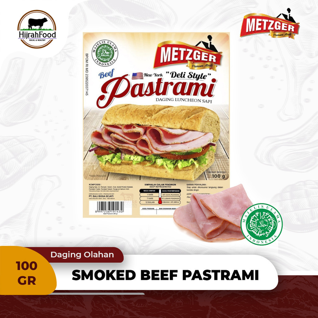 Jual Metzger Smoked Beef Pastrami Deli Style 100 gram Daging Ham ...