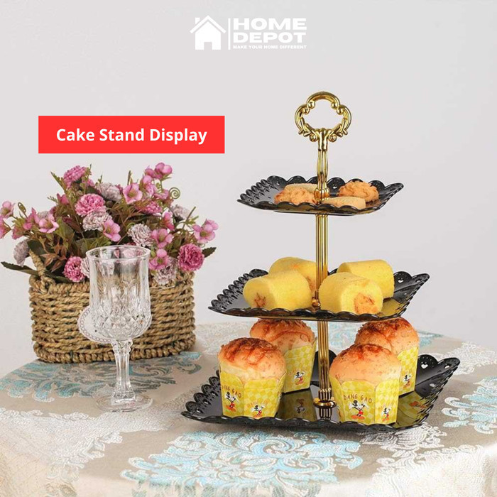 Jual Rak Kue Roti Susun 3 Tingkat Plate Cake Stand Display Toko ...