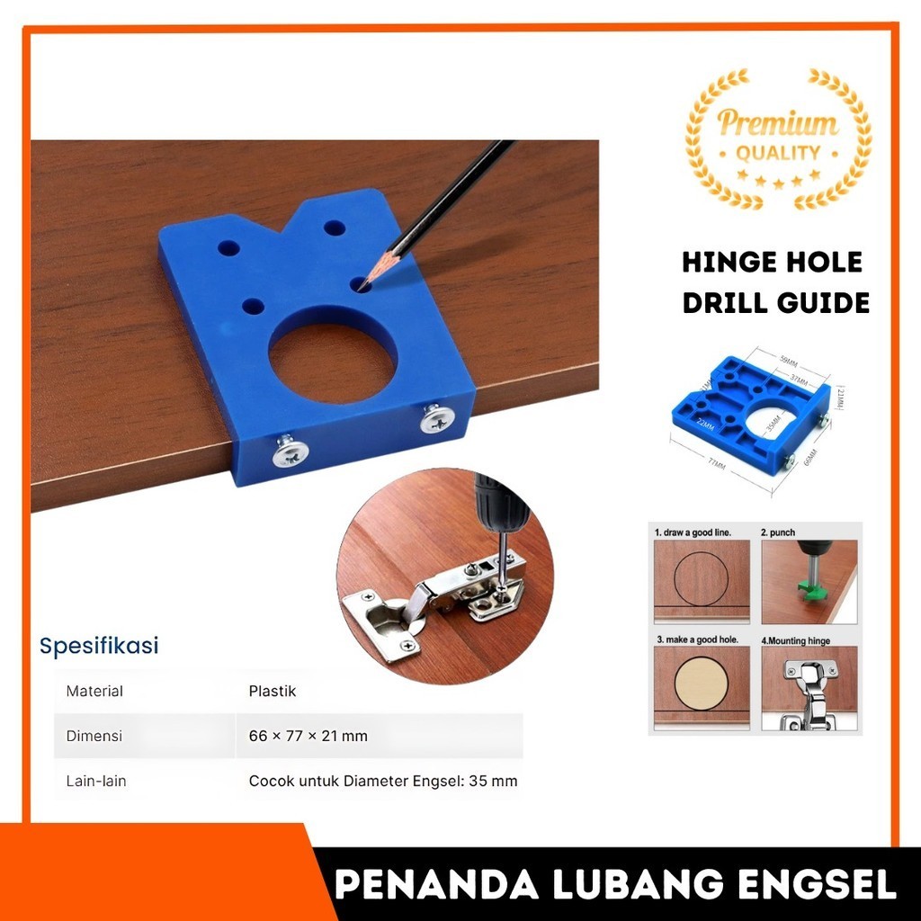 Jual Hinge Hole Drill Guide Jig Mal Panduan Lubang Bor Engsel 35 mm Jig ...