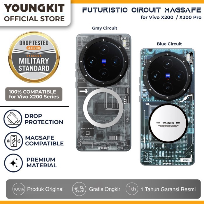 Jual Youngkit Case Vivo X200 Pro / X200 - Circuit Magsafe Casing - Gray ...