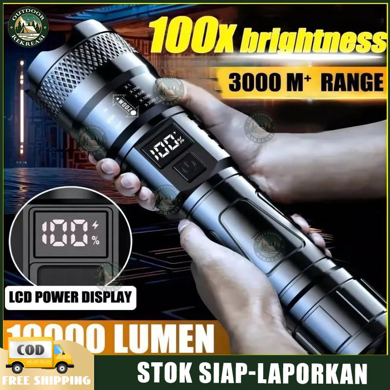Jual 300W Senter LED Super Terang Portabel Zoom Rechargeable Ipx8 Tahan Air 18650 Baterai Tahan ...
