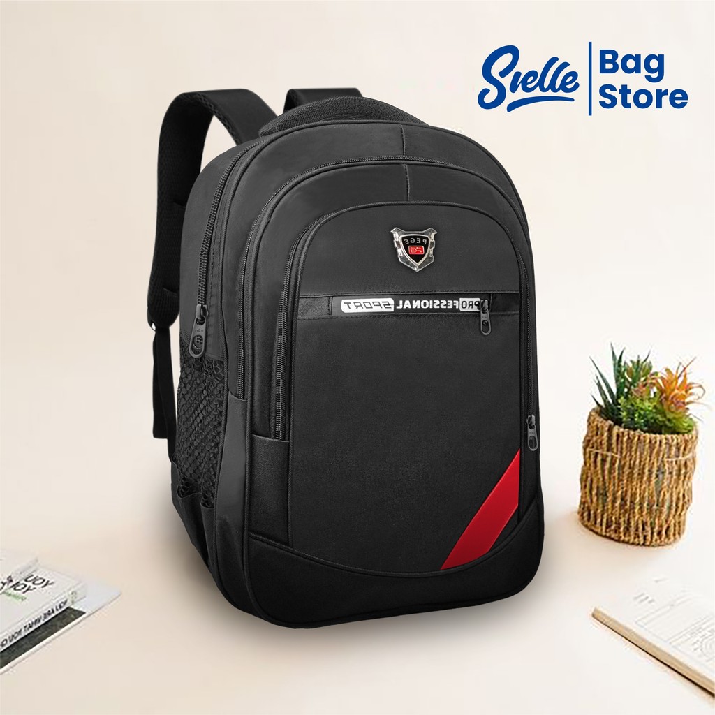 Jual [SIELLE.ID 0030] TAS RANSEL LAPTOP HITAM KASUAL COCOK SEGALA ...