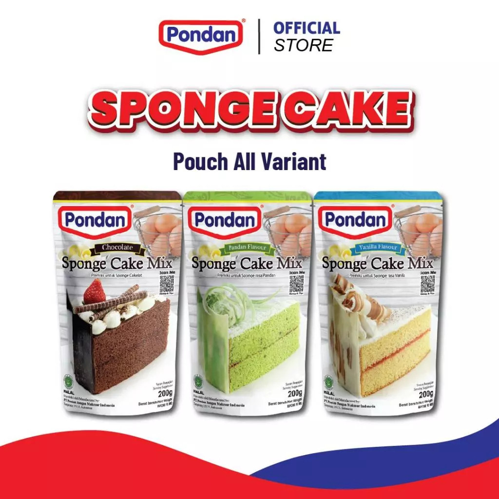 Jual Pondan Sponge Cake Mix 200g Rasa Cokelat, Vanila, Pandan Adalah ...