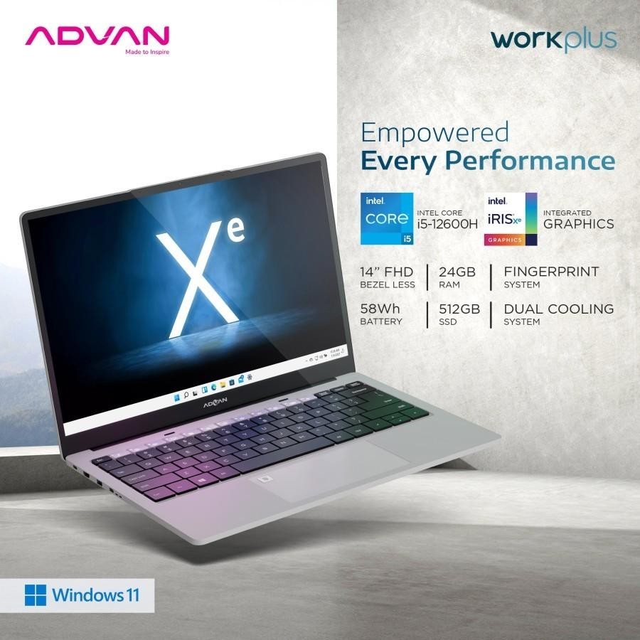 Jual Laptop Advan WorkPlus Core i5 12600H 24GB 512GB 14.0WUXGA W11 ...