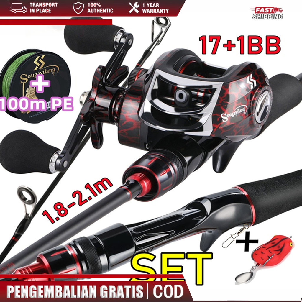 Jual [Rintisanlaut] Sougayilang Joran Pancing Set 1.8M 2.1M UL Carbon 7.2:1 19+1BB Casting Set ...