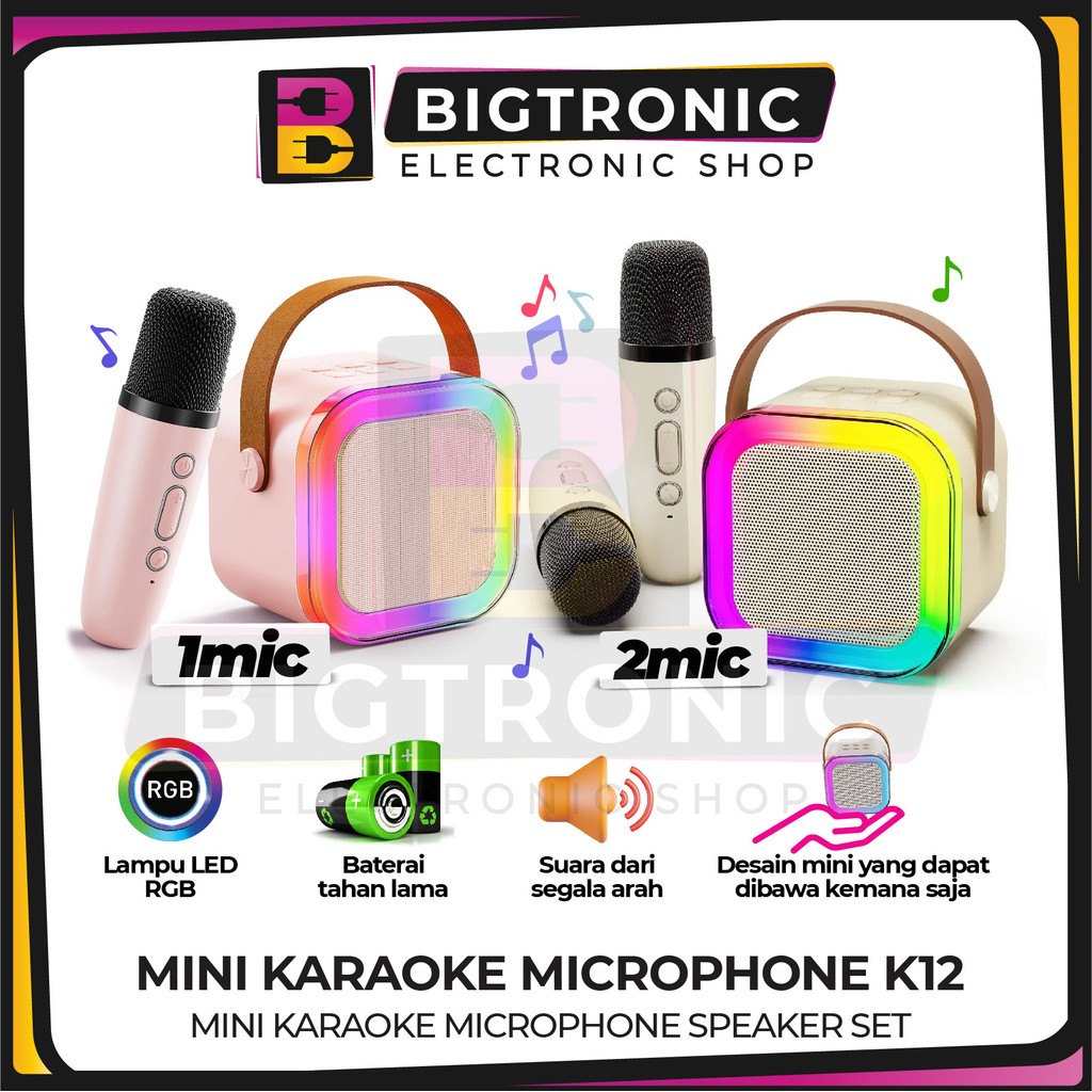 Jual MINI KARAOKE K12 Colorful Mini Karaoke Microphone Speaker Set ...