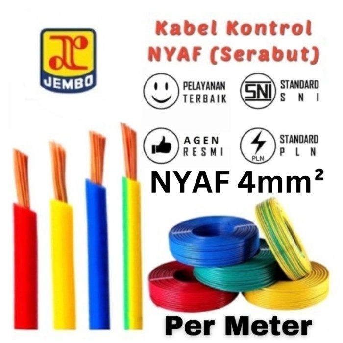 Jual JEMBO CABLE NYAF Ukuran 4mm Full Tembaga Untuk Kabel Listrik Rakit Panel DLL SNI LMK Per ...