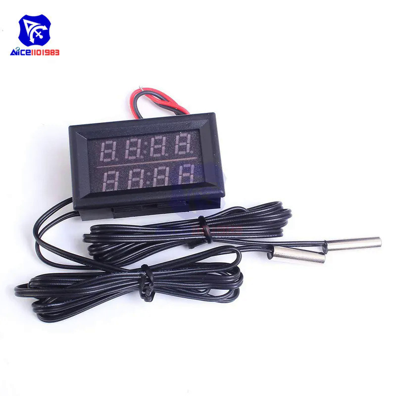 Jual (spot)diymore Termometer Digit LED Ganda 2 NTC 10K Sensor Termostat Probe DC 4-28V Penguji ...