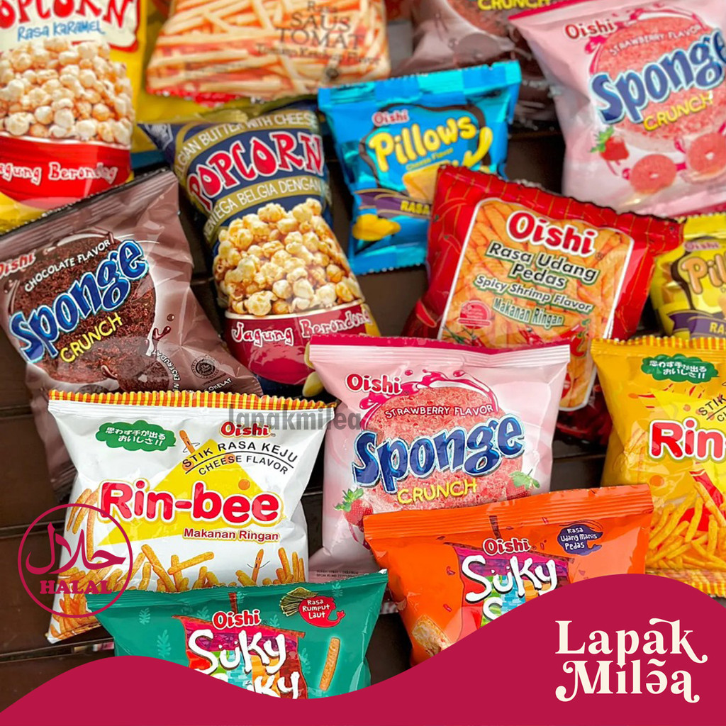 Jual OISHI SNACK RENTENG SPONGE / PILLOW / RIN-BEE / UDANG PEDAS / SUKY ...