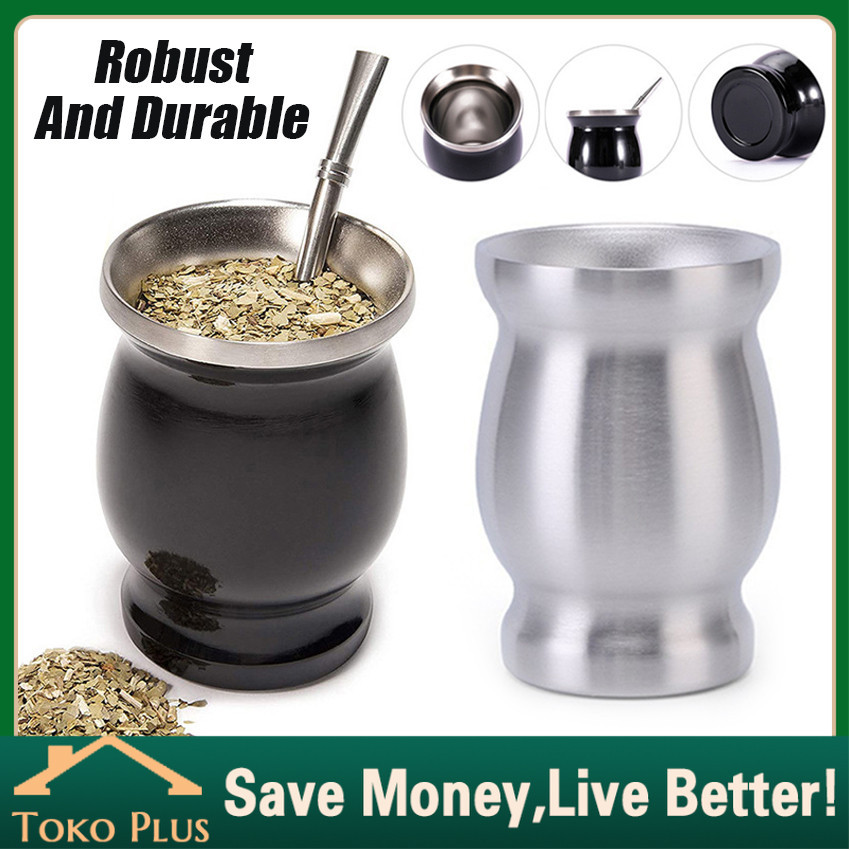 Jual Yerba Mate Tea Cup Premium Pack Stainless Steel Double Wall - Teh ...