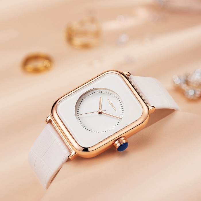 Jual promo -Rebirth jam tangan ntia Mode Tali kulit Square Dial Tahan ...