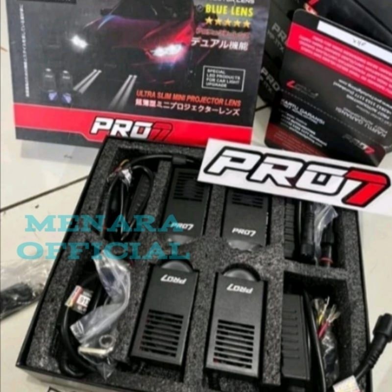 Jual pro7 mp.1tx-s mp1tx slim blue lens 100 watt 25 watt×4 pcs universal mini projie pro7 ...
