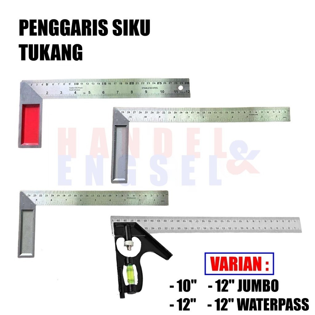 Jual Siku Penggaris L Tukang 30cm, 25cm Jumbo Waterpass Square Ruler ...