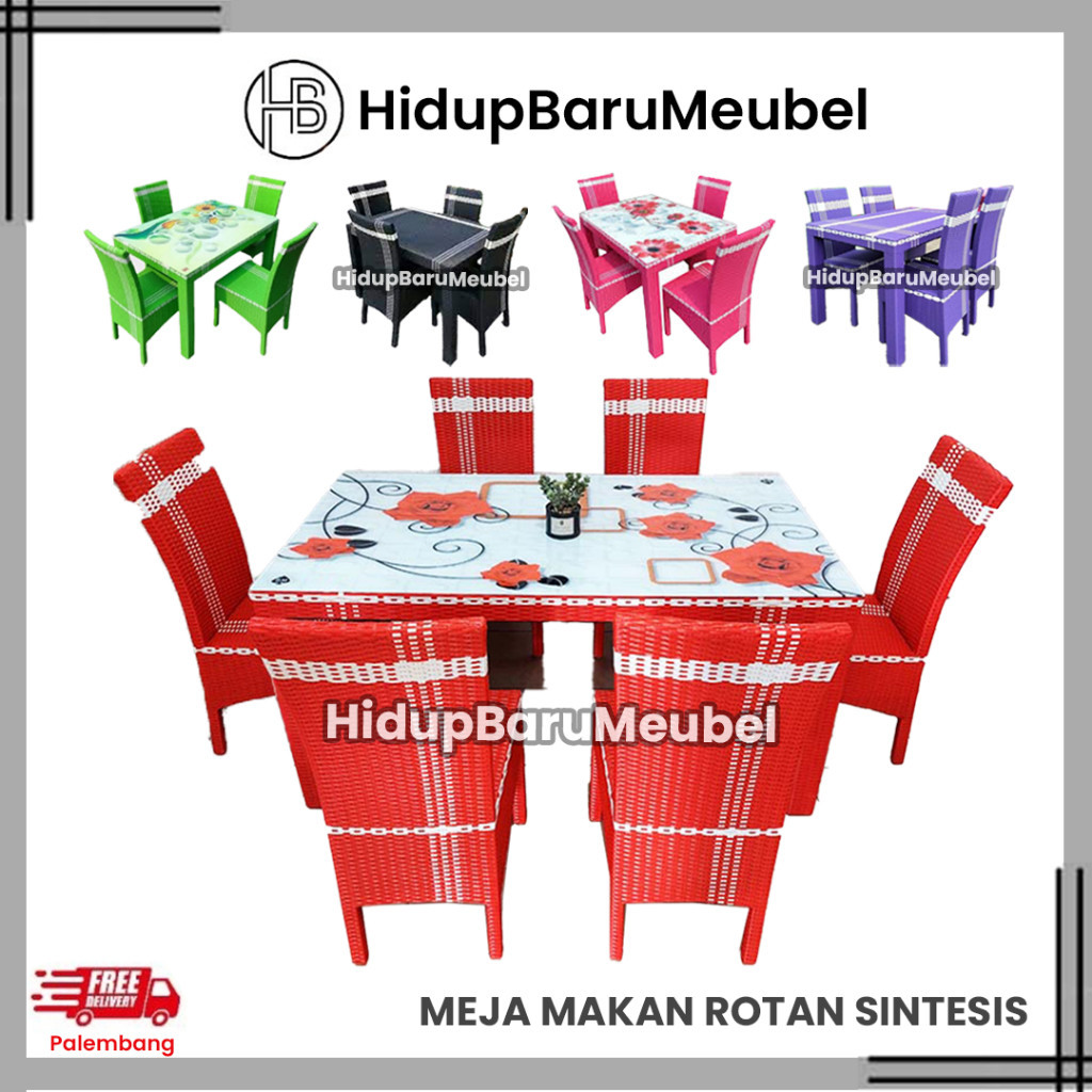 Jual MEJA MAKAN ROTAN Sintesis / dining table anyaman / Rotan murah ...
