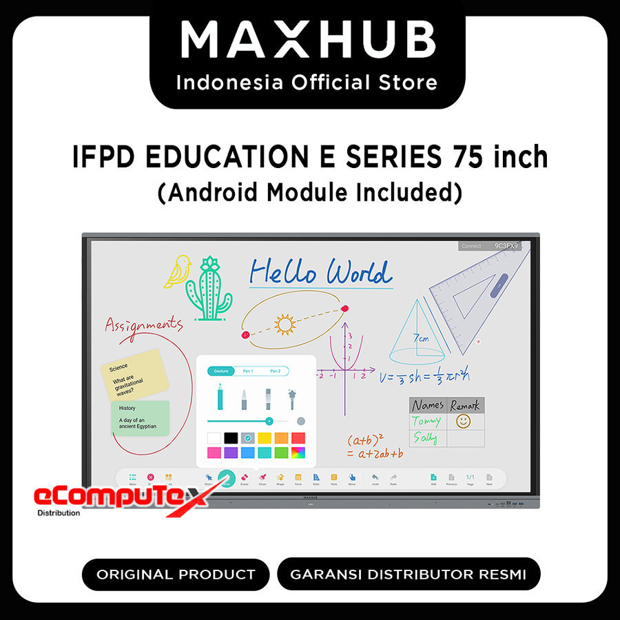 Jual MAXHUB INTERACTIVE FLAT PANEL DISPLAY 75" - E2 EDUCATIONAL SERIES E7520 - TKDN RESMI ...