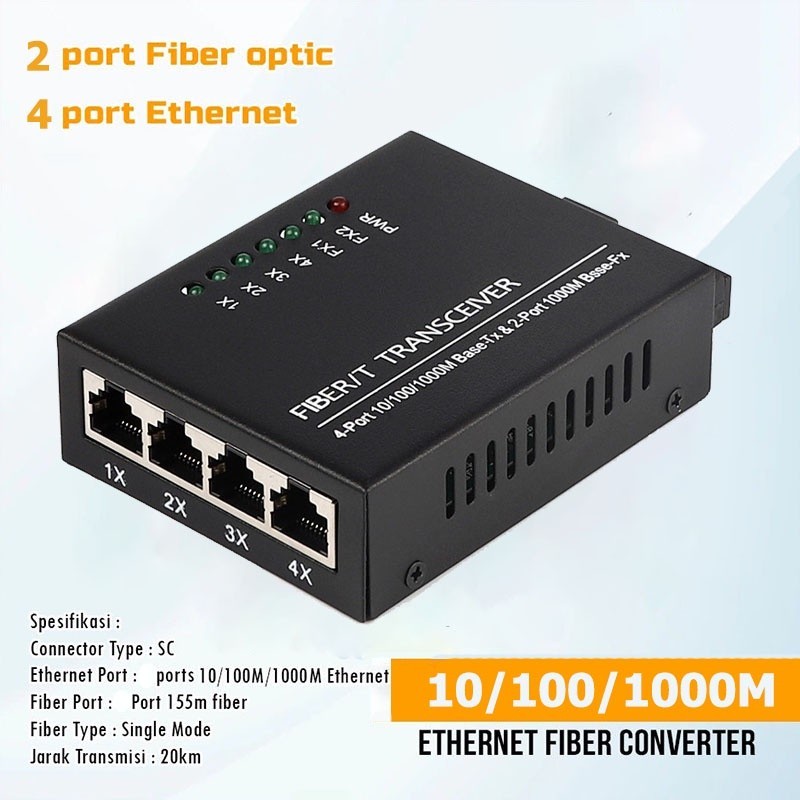 Jual 100/1000Mbps Fiber Switch Media Converter Transceiver Ethernet 2 ...