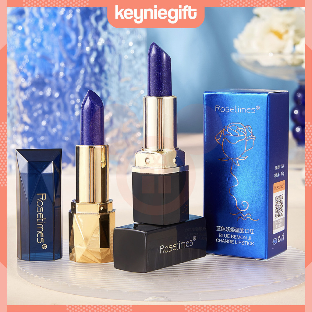 Jual Rosetimes Blue Lipstick Color Changing Lipstik Biru Berubah Warna ...