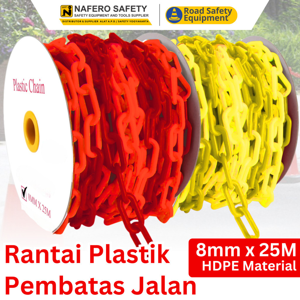 Jual Rantai Plastik 8mm x 25M Pembatas Jalan / Area Ukuran 8mm x 25M ID ...