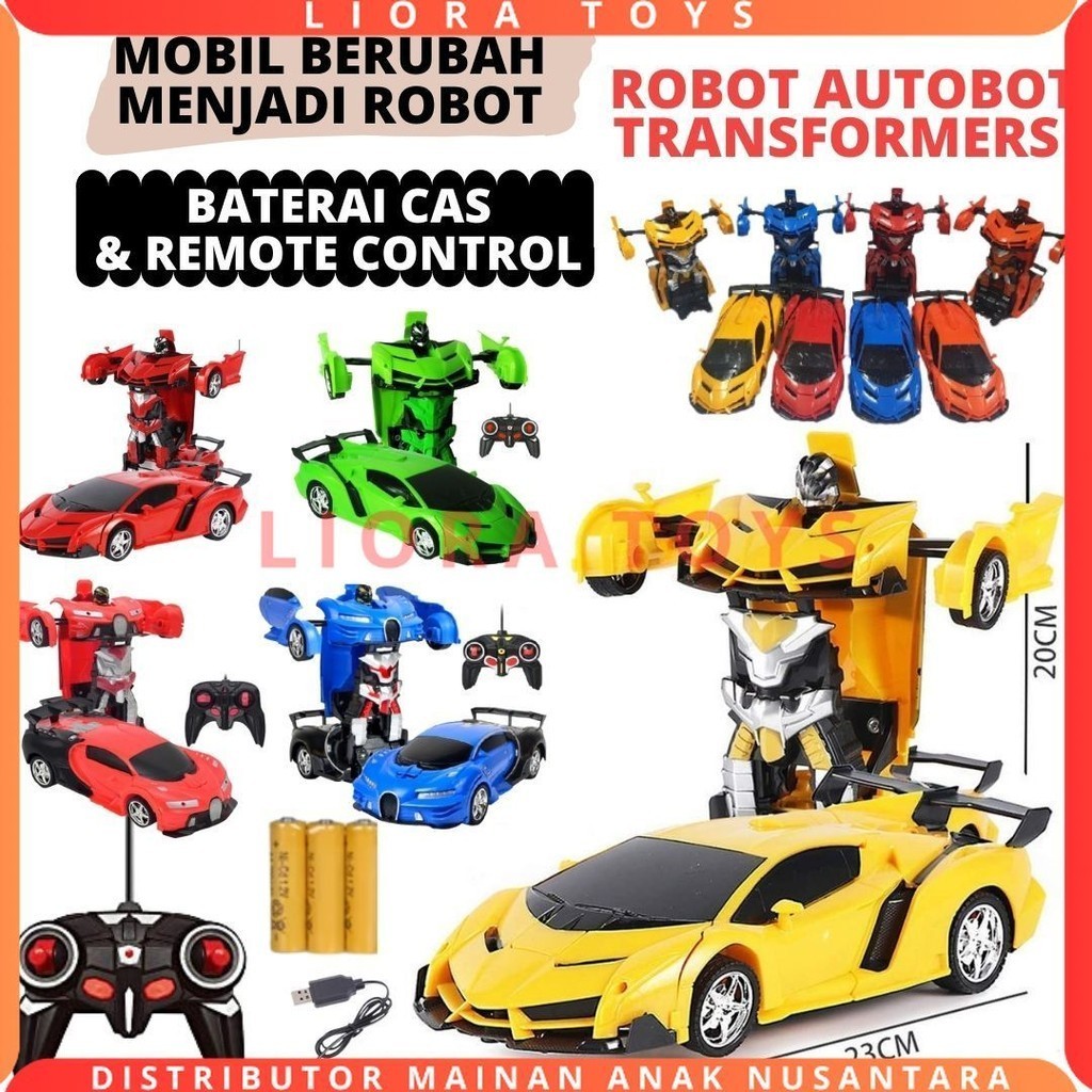 Jual Mainan Anak Mobil Remote Control Mobil Jadi Robot Skala 1:18 ...