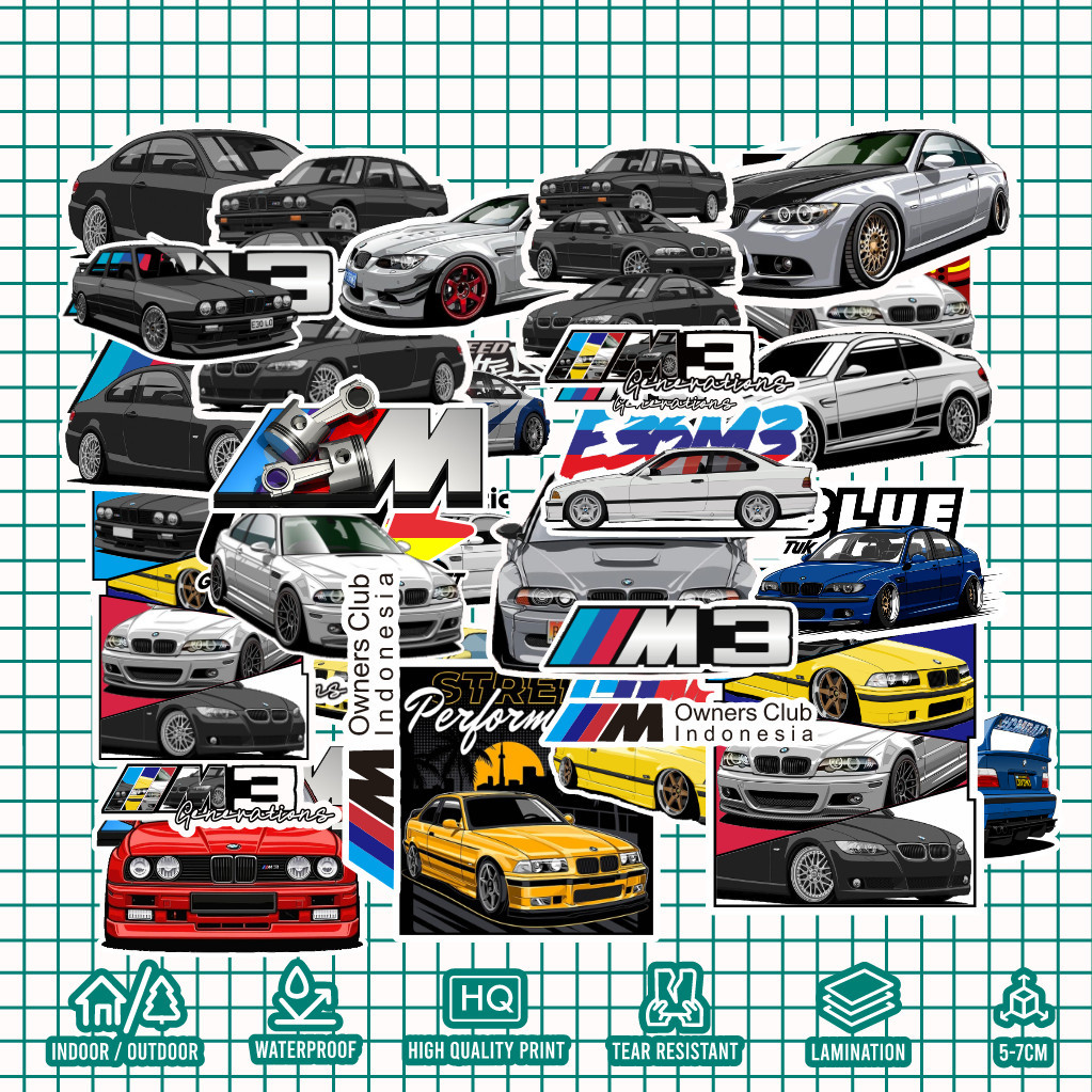 Jual KRMK Sticker Pack BMW E30 E46 E92 M3 GENERATION Stiker Mobil ...