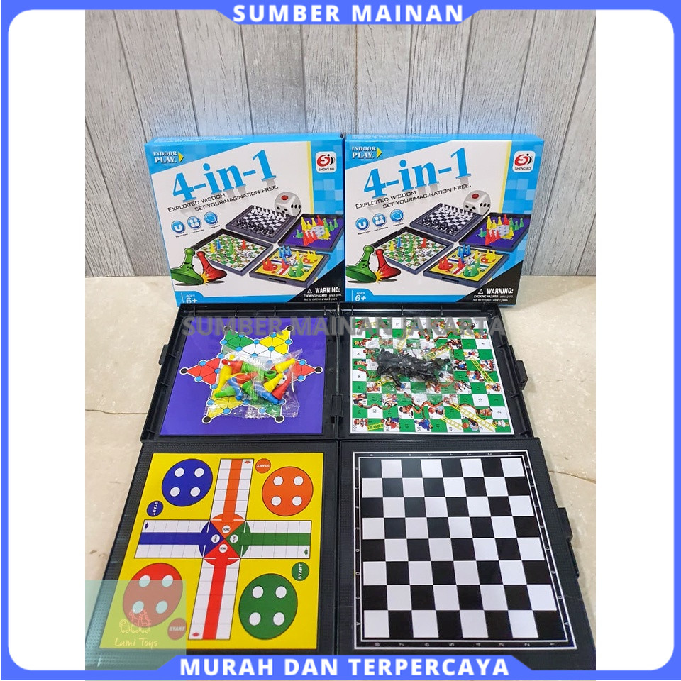 Jual Mainan Anak Board Game Ular Tangga Magnet Magnetic 4 in 1 Catur ...