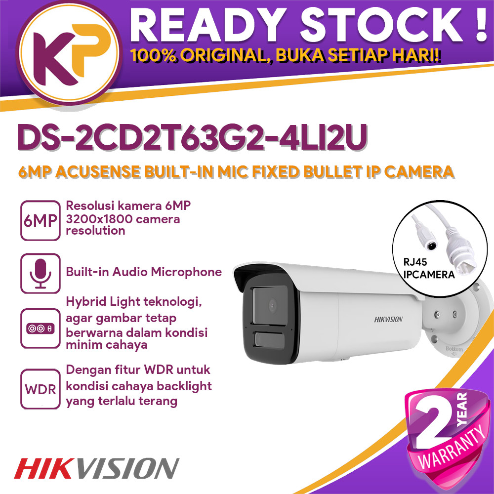 Jual HIKVISION DS-2CD2T63G2-4LI2U 6MP ACUSENSE SMART HYBRID LIGHT BUILT-IN MIC MICROSD UPTO ...